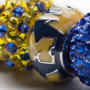 Michigan Wolverines Jewelry Gifts for Women - Michigan Logo Bead - Hypoallergenic Stainless Steel Charms - University of Michigan Womens Accessories