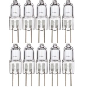 simba lighting halogen g4 t3 20 watt 280lm bi-pin bulb (10 pack) 12 volt a/c or d/c for accent lights, under cabinet puck light, chandeliers, track lighting, 20w 12v 2 pin jc warm white 2700k dimmable