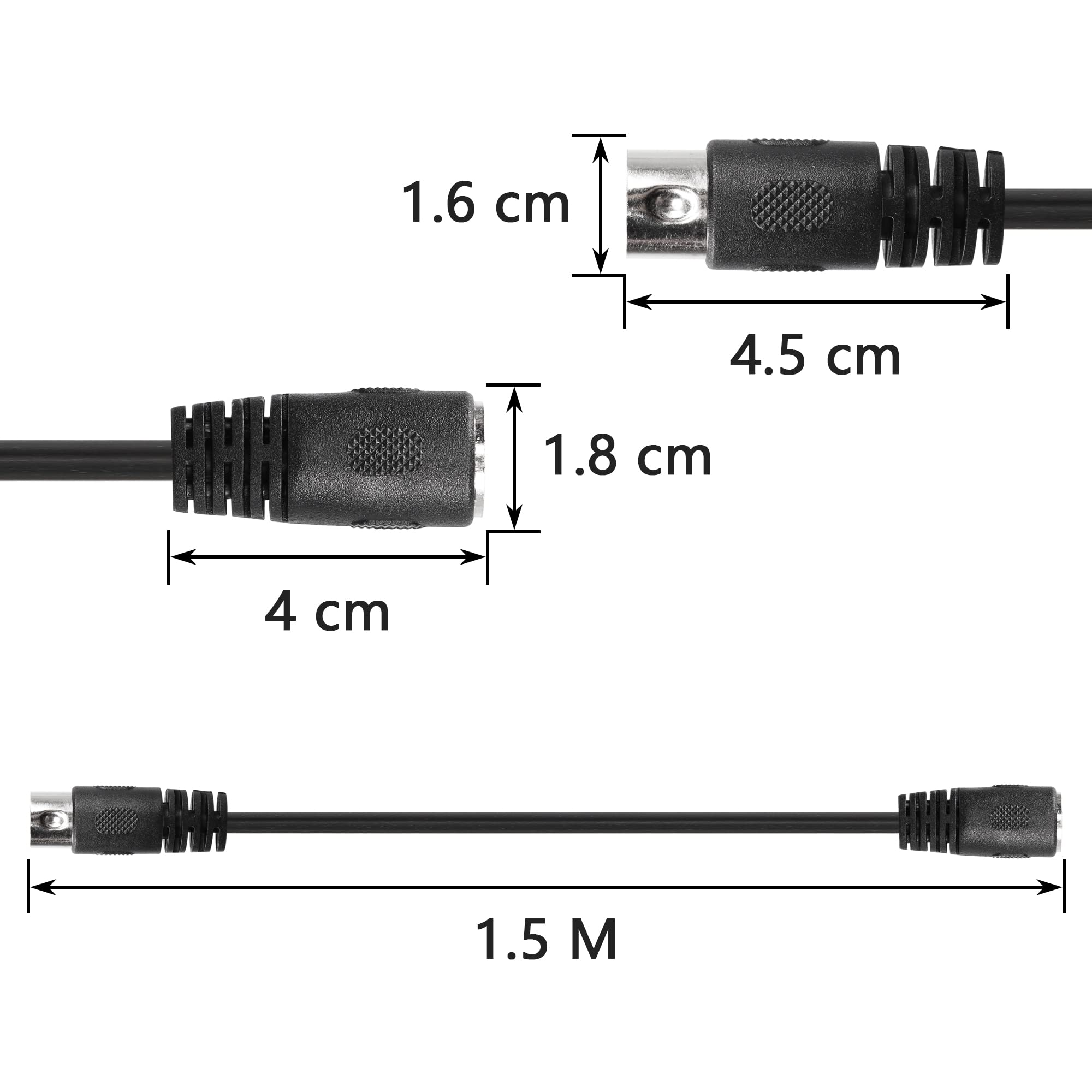 SinLoon 59inch MIDI Din Extension Cable,MIDI 5-Pin DIN Male to Female Audio MIDI/at Adapter Cable for MIDI Keyboard (Synthesizer, Organ, Electric Piano, MIDI Guitar (D5P M-F,1.5meter)