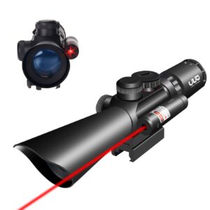 uuq tactical 3.5-10x40 illuminated red/green mil dot rifle scope w/red laser sight fit 20mm picatinny rail