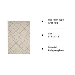 SAFAVIEH Arizona Shag Collection Area Rug - 5'1" x 7'6", Ivory & Beige, Moroccan Design, Non-Shedding & Easy Care, 1.6-inch Thick Ideal for High Traffic Areas in Living Room, Bedroom (ASG743A)