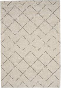 safavieh arizona shag collection area rug - 5'1" x 7'6", ivory & beige, moroccan design, non-shedding & easy care, 1.6-inch thick ideal for high traffic areas in living room, bedroom (asg743a)