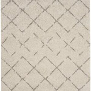 SAFAVIEH Arizona Shag Collection Area Rug - 5'1" x 7'6", Ivory & Beige, Moroccan Design, Non-Shedding & Easy Care, 1.6-inch Thick Ideal for High Traffic Areas in Living Room, Bedroom (ASG743A)