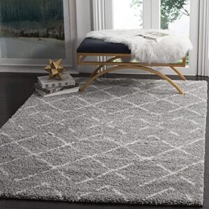 SAFAVIEH Arizona Shag Collection Area Rug - 5'1" x 7'6", Ivory & Beige, Moroccan Design, Non-Shedding & Easy Care, 1.6-inch Thick Ideal for High Traffic Areas in Living Room, Bedroom (ASG743A)