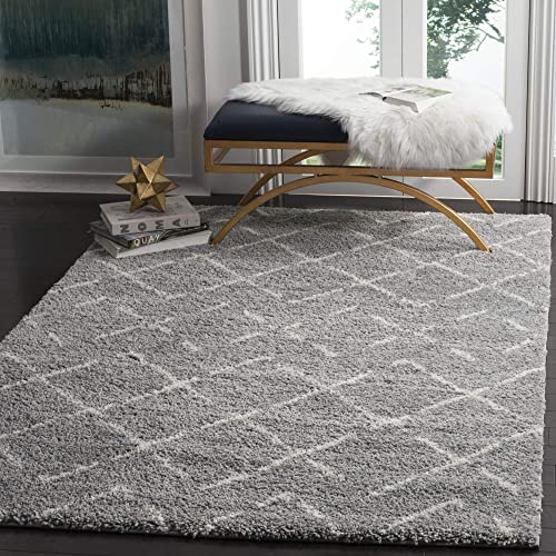 SAFAVIEH Arizona Shag Collection Area Rug - 5'1" x 7'6", Ivory & Beige, Moroccan Design, Non-Shedding & Easy Care, 1.6-inch Thick Ideal for High Traffic Areas in Living Room, Bedroom (ASG743A)