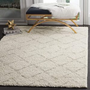 SAFAVIEH Arizona Shag Collection Area Rug - 5'1" x 7'6", Ivory & Beige, Moroccan Design, Non-Shedding & Easy Care, 1.6-inch Thick Ideal for High Traffic Areas in Living Room, Bedroom (ASG743A)