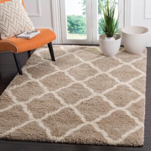 safavieh hudson shag collection area rug - 8' x 10', beige & ivory, moroccan trellis design, non-shedding & easy care, 2-inch thick ideal for high traffic areas in living room, bedroom (sgh283s)