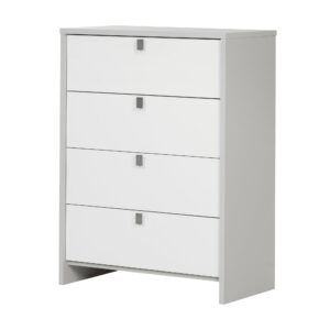 south shore cookie 4-drawer chest, soft gray & pure white