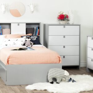 South Shore Cookie 4-Drawer Chest, Soft Gray & Pure White