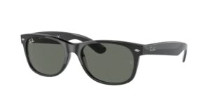 ray-ban rb2132 new wayfarer square sunglasses for men for women + bundle with designer iwear eyewear kit (black/g-15 green)