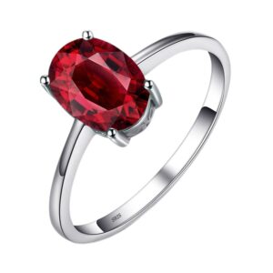 jewelrypalace class natural red gemstone garnet birthstone solitaire engagement rings for women, anniversary 14k gold plated 925 sterling silver promise rings for her size 6