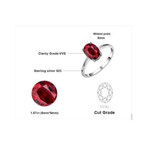 JewelryPalace Class Natural Red Gemstone Garnet Birthstone Solitaire Engagement Rings for Women, Anniversary 14K Gold Plated 925 Sterling Silver Promise Rings for Her Size 6