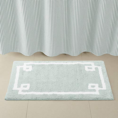 Madison Park Evan 100% Cotton Bathroom Rug Non Slip Backing-Luxrurious Tufted Plush Bath Mat Absorbent, Quick Dry, Spa Design Shower Room Décor, 24x40, Seafoam