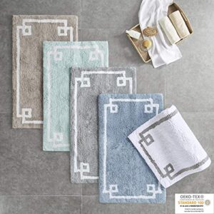 Madison Park Evan 100% Cotton Bathroom Rug Non Slip Backing-Luxrurious Tufted Plush Bath Mat Absorbent, Quick Dry, Spa Design Shower Room Décor, 24x40, Seafoam