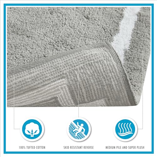 Madison Park Evan 100% Cotton Bathroom Rug Non Slip Backing-Luxrurious Tufted Plush Bath Mat Absorbent, Quick Dry, Spa Design Shower Room Décor, 24x40, Seafoam