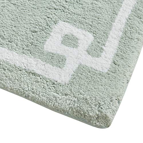 Madison Park Evan 100% Cotton Bathroom Rug Non Slip Backing-Luxrurious Tufted Plush Bath Mat Absorbent, Quick Dry, Spa Design Shower Room Décor, 24x40, Seafoam