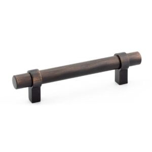 richelieu hardware bp501696borb greenwich collection 3 3/4-inch (96 mm) center-to-center brushed oil-rubbed bronze modern cabinet and drawer bar pull handle for kitchen, bathroom, and furniture