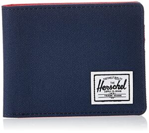 herschel unisex adult roy rfid bi fold wallet, navy/red, one size us