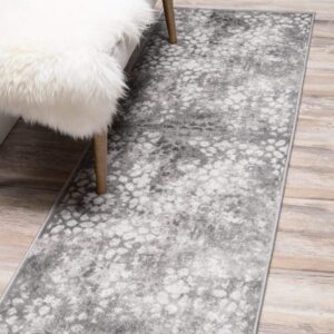 Unique Loom Sofia Collection Area Rug - Larvotto (2'x 6' 7" Runner, Dark Gray/ Ivory)