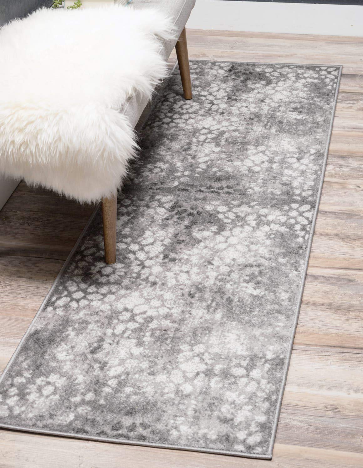 Unique Loom Sofia Collection Area Rug - Larvotto (2'x 6' 7" Runner, Dark Gray/ Ivory)