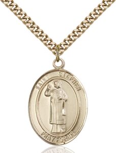 14k gold filled catholic saint stephen the martyr medal, 1 inch