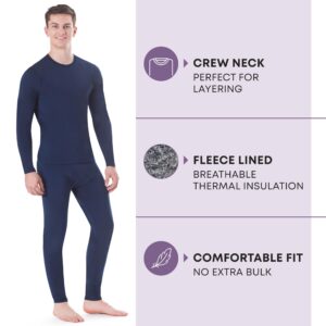 Rocky Thermal Underwear for Men (Long Johns Thermals Set) Shirt & Pants, Base Layer (Navy - Standard Weight/Large)