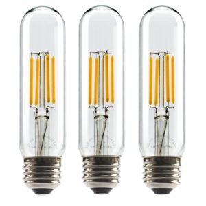 leadleds 4w tubular led bulb edison style cob led filament bulb t10, non dimmable e26 medium base lamp 40 watt incandescent bulb equivalent 2700k neat warm white, 3-pack