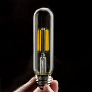 Leadleds 4W Tubular LED Bulb Edison Style COB LED Filament Bulb T10, Non Dimmable E26 Medium Base Lamp 40 Watt Incandescent Bulb Equivalent 2700K Neat Warm White, 3-Pack