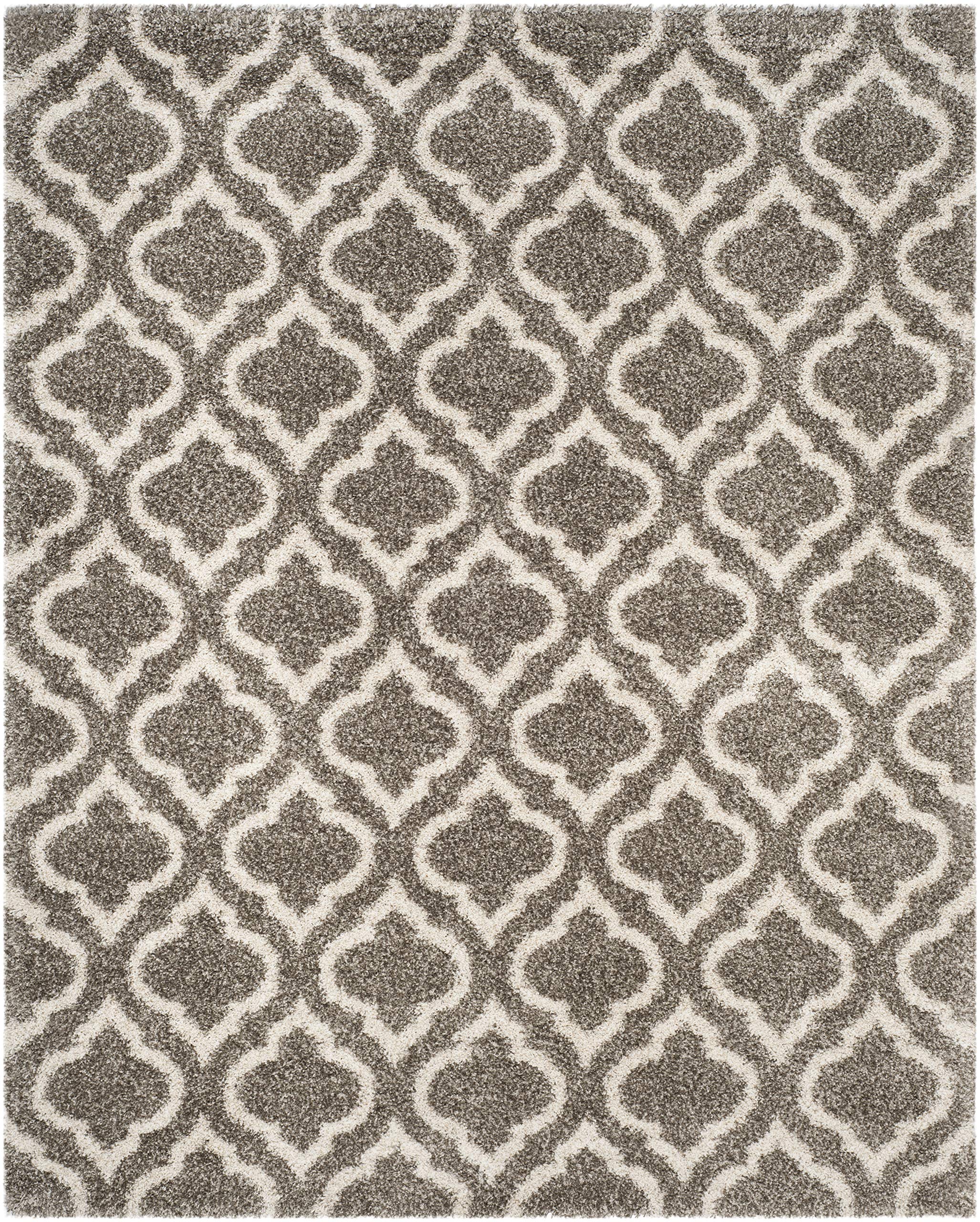 SAFAVIEH Hudson Shag Collection Area Rug - 8' x 10', Grey & Ivory, Moroccan Design, Non-Shedding & Easy Care, 2-inch Thick Ideal for High Traffic Areas in Living Room, Bedroom (SGH284B)