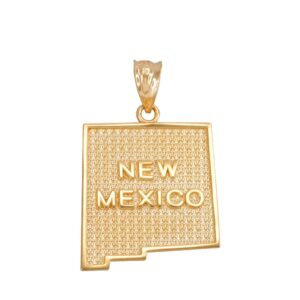 new mexico nm state map charm pendant in 14k yellow gold