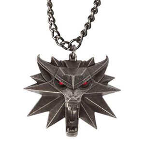 jinx the witcher 3 necklace with white wolf medallion + led eyes