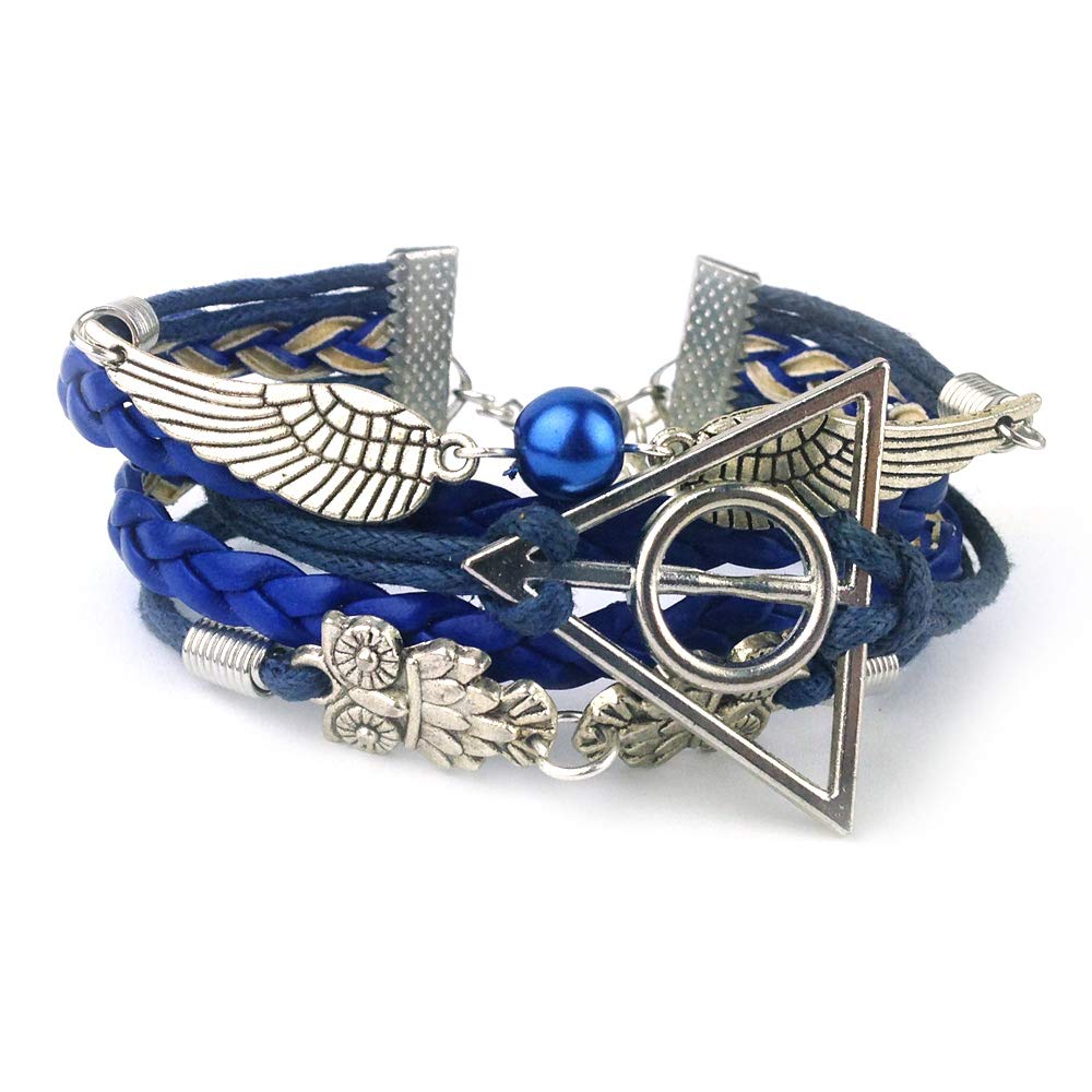 Handcrafted Harry Potter Bracelet,Jewelry Owl,Angel Wing Jewelry Blue Women Leather Bracelet