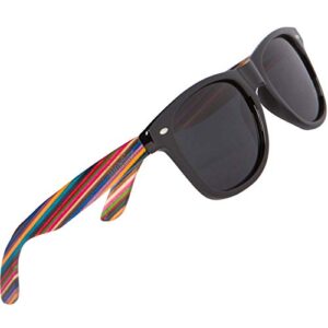 woodies polarized rainbow wood sunglasses for men and women | black polarized lenses and real wooden frame | 100% uva/uvb ray protection