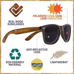 Woodies Polarized Rainbow Wood Sunglasses for Men and Women | Black Polarized Lenses and Real Wooden Frame | 100% UVA/UVB Ray Protection