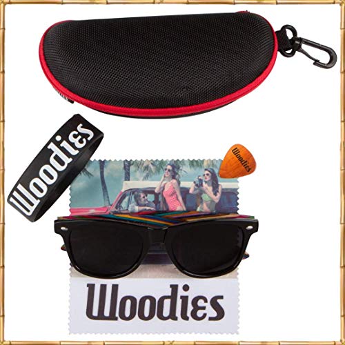 Woodies Polarized Rainbow Wood Sunglasses for Men and Women | Black Polarized Lenses and Real Wooden Frame | 100% UVA/UVB Ray Protection