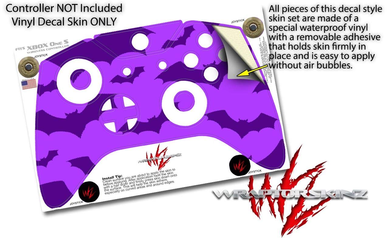 WraptorSkinz Decal Vinyl Skin Wrap compatible with XBOX One S / X Controller - Deathrock Bats Purple (CONTROLLER NOT INCLUDED)