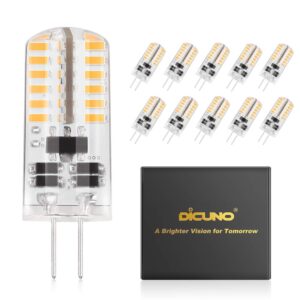 dicuno g4 3w led warm white light lamps ac/dc 12v non-dimmable equivalent to 20w~25w t3 halogen track bulb replacement led bulbs 10 pack