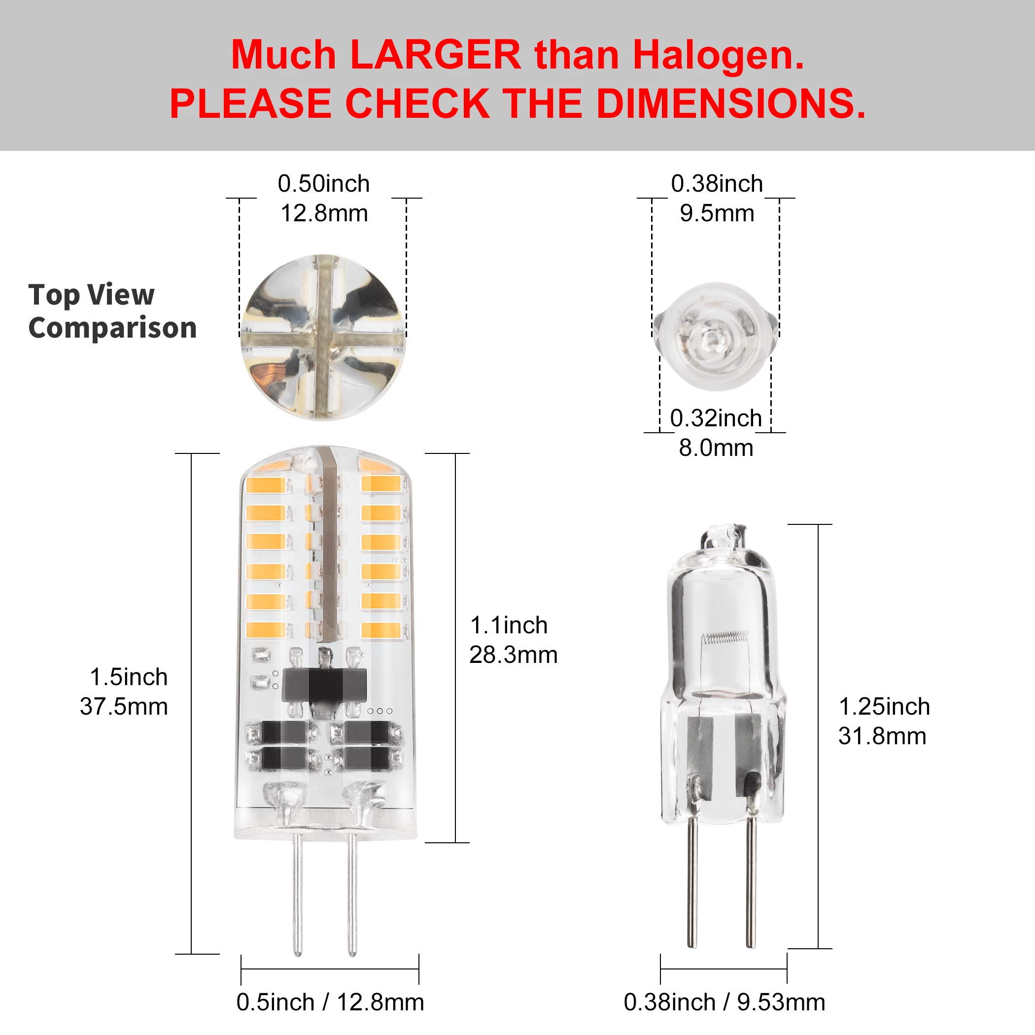 DiCUNO G4 3W LED Warm White Light Lamps AC/DC 12V Non-dimmable Equivalent to 20W~25W T3 Halogen Track Bulb Replacement LED Bulbs 10 Pack