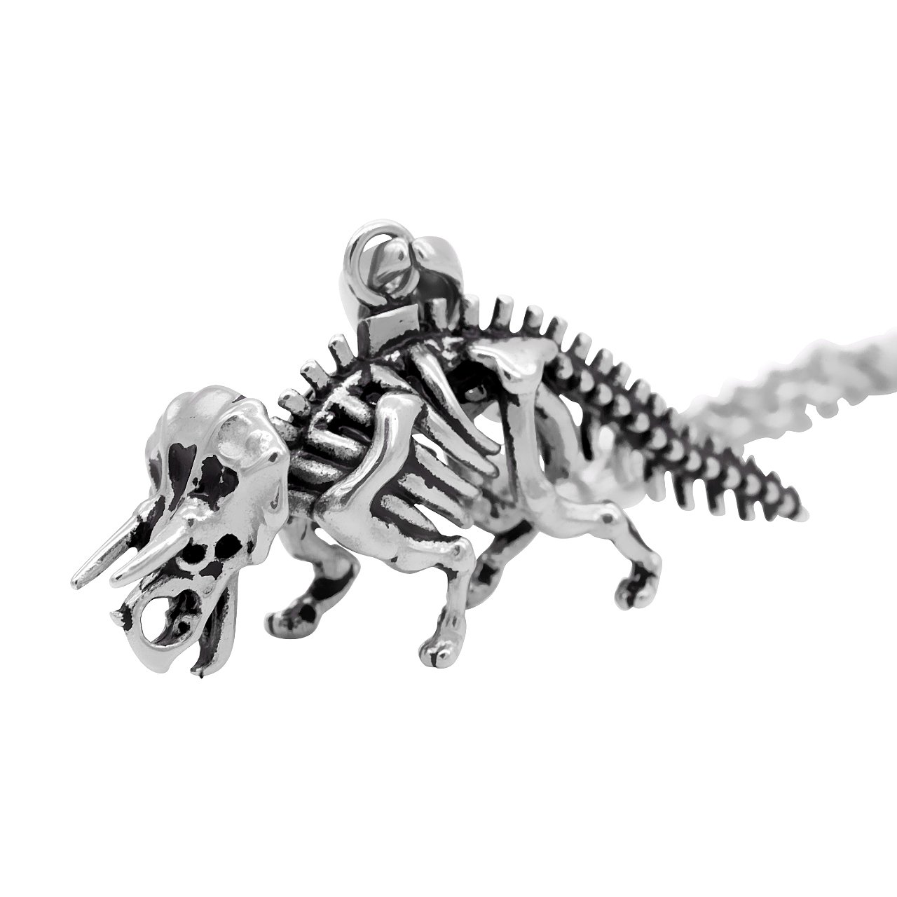 Controse Dinosaur Necklace Triceratops Skeleton Pendant - 316L Stainless Steel