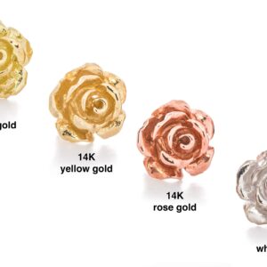 Solid 14K Yellow Gold Rose Flower Stud Earrings Handcrafted style 3/8 inch with Post and Friction Back | 2.0g