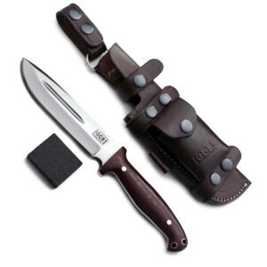 gcs handmade micarta handle d2 tool steel tactical hunting knife with leather sheath full tang blade designed for hunting & edc gcs 155