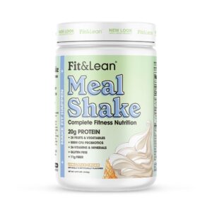 fit & lean meal shake, fat burning meal replacement, protein, fiber, probiotics, vanilla, 1lb, 10 servings per container