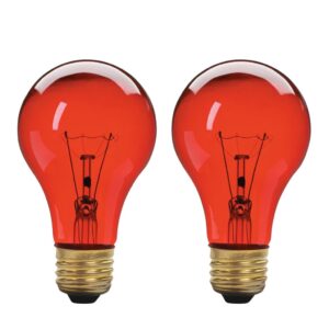 xtricity a19 incandescent colored light bulb, 60w, e26 medium base, 130v, red (2 pack)