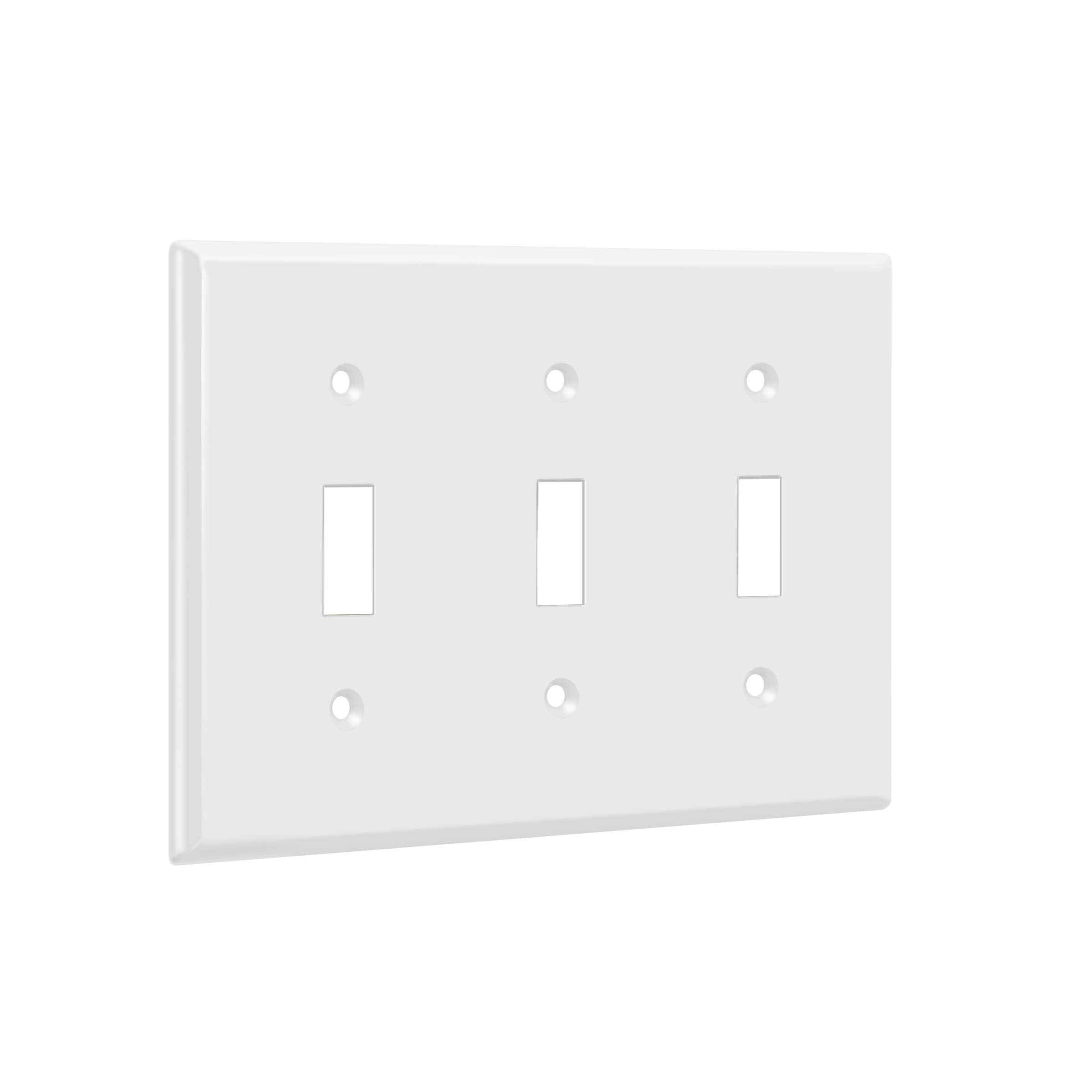 ENERLITES Triple Light Switch Wall Plate, Gloss Finish, Standard Size 3-Gang 4.50" x 6.38", Unbreakable Polycarbonate Thermoplastic, 8813-W, White