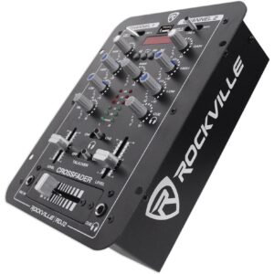 Rockville 2 Channel DJ Mixer with USB, Cue Monitor, Talkover, 4 Line Inputs (RDJ2)