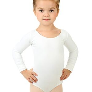 Elowel Girls' Team Basics Long Sleeve Leotard White (size 2-4)