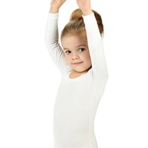 Elowel Girls' Team Basics Long Sleeve Leotard White (size 2-4)