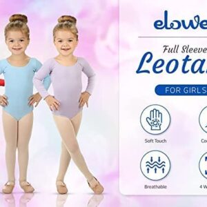 Elowel Girls' Team Basics Long Sleeve Leotard White (size 2-4)