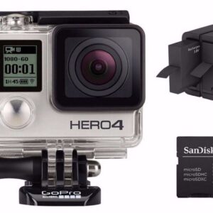 GoPro HD Hero4 Silver Action Camcorder with Dual Battery Charger and 16GB MicroSD Card