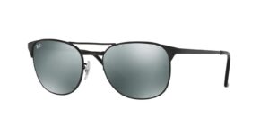 ray-ban men's rb3429m square sunglasses, shiny black/mirrored green, 58 mm